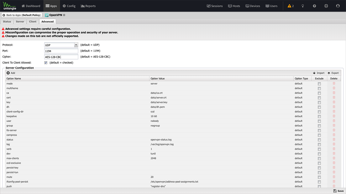 Openvpn Edge Threat Management Arista